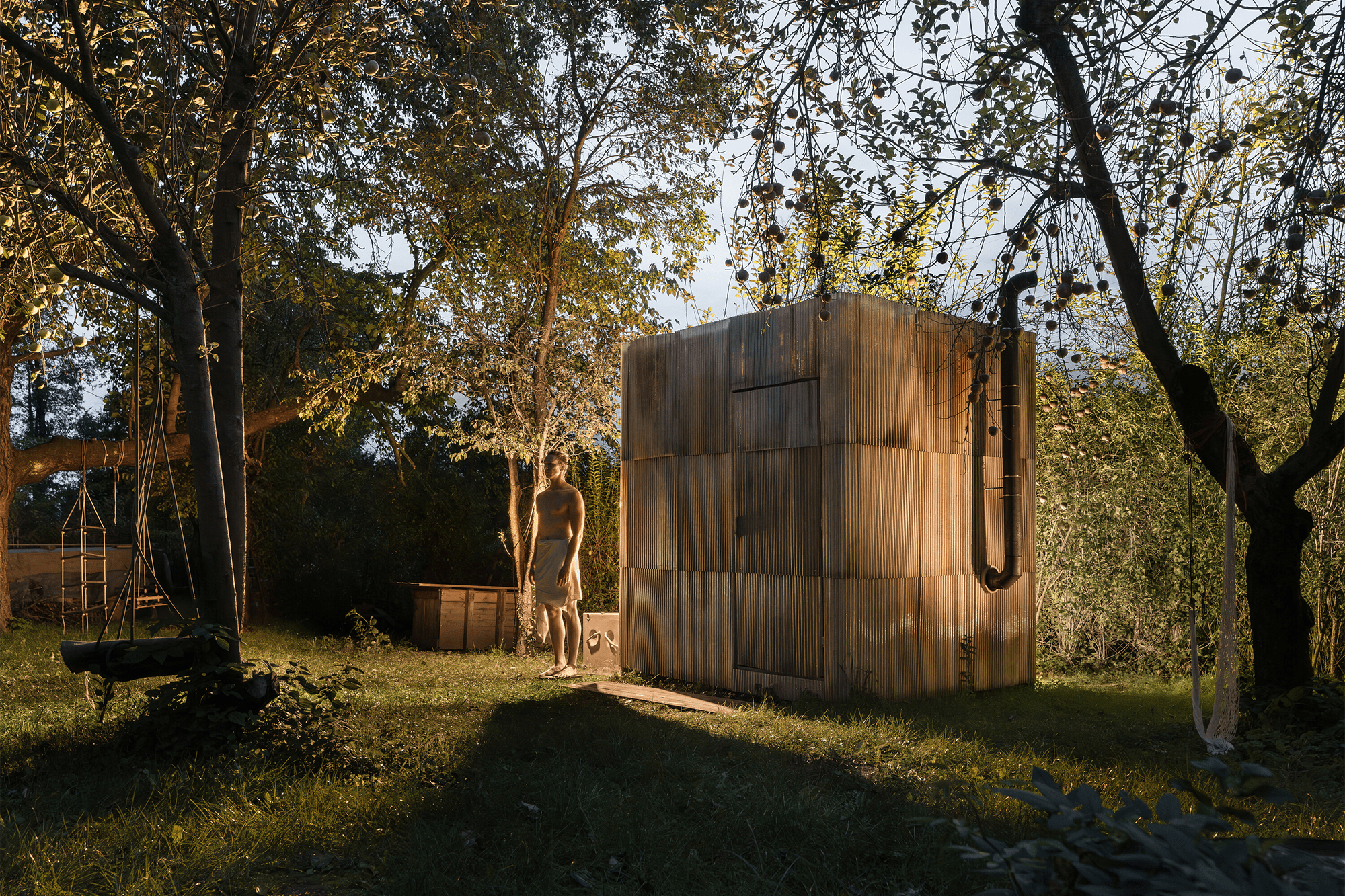 En el diseño de este sauna se usaron materiales como ‘palets’ y lana de ...